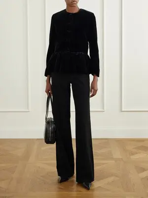 LIBEROWE Cotton-velvet Peplum Jacket - Black