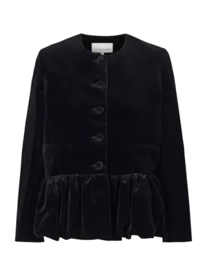 LIBEROWE Cotton-velvet Peplum Jacket - Black