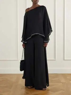 ANDRES OTALORA Permanecer Off-the-shoulder Silk-georgette Blouse