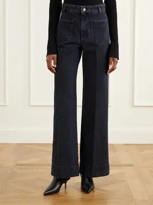 Victoria Beckham Alina Logo-embroidered Flared Jeans - Blue