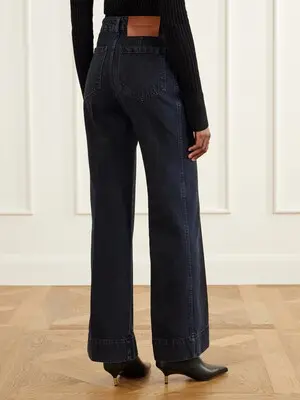 Victoria Beckham Alina Logo-embroidered Flared Jeans - Blue