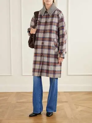 Veronica Beard Laurent Checked Wool-blend Twill Coat