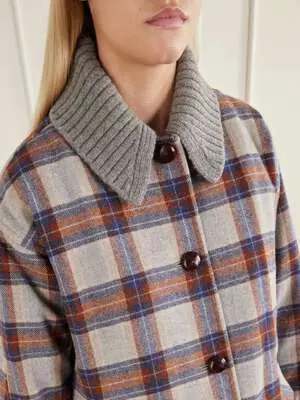 Veronica Beard Laurent Checked Wool-blend Twill Coat