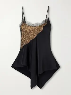 Stella McCartney Lace-trimmed Satin Cami - Black