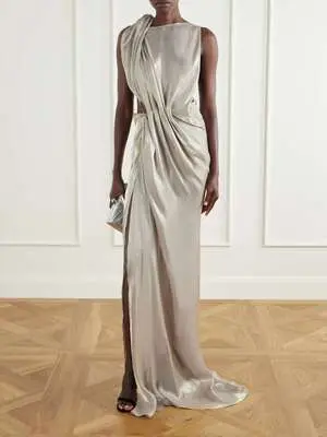 Maticevski Glow Up Draped Metallic-satin Gown