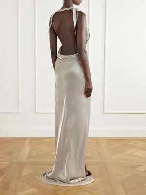 Maticevski Glow Up Draped Metallic-satin Gown
