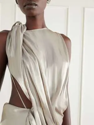 Maticevski Glow Up Draped Metallic-satin Gown