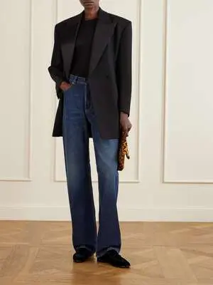 Saint Laurent Le Loafer 05 Cassandre-embellished Suede Loafers
