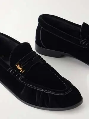 Saint Laurent Le Loafer 05 Cassandre-embellished Suede Loafers