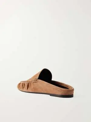 Saint Laurent Le Loafer 05 Cassandre-embellished Suede Mules