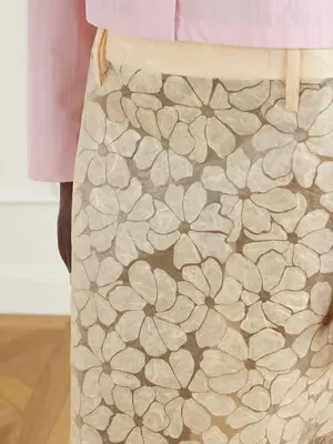 Marni Tiered Floral-appliqué Organza Midi Skirt - Neutrals