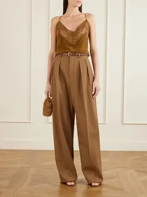 Saint Laurent Cassandre-embellished Mesh Mules - Brown