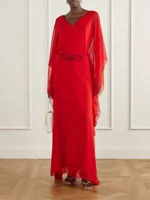 ANDRES OTALORA Gesto Continuo Silk-chiffon Maxi Dress