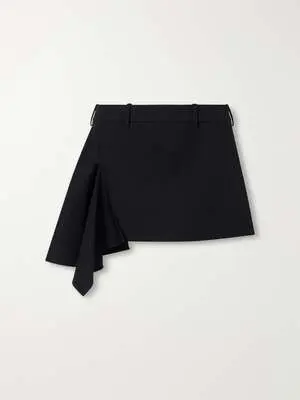 Givenchy Asymmetric Grain De Poudre Wool Mini Skirt - Black