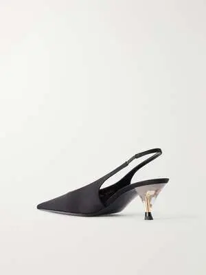 Saint Laurent Fanny 55 Crepe-satin Slingback Pumps