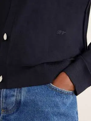 Bottega Veneta Logo-embroidered Wool Cardigan