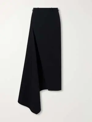 Givenchy Asymmetric Wool Midi Skirt - Black