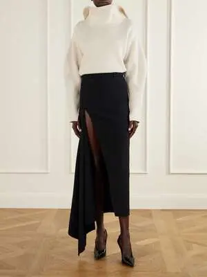 Givenchy Asymmetric Wool Midi Skirt