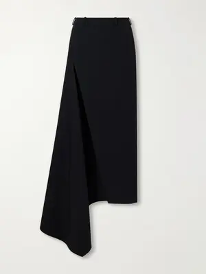 Givenchy Asymmetric Wool Midi Skirt - Black