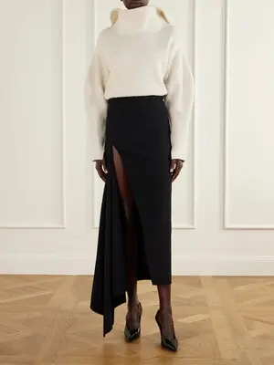 Givenchy Asymmetric Wool Midi Skirt