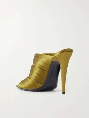 Saint Laurent Emilie 110 Cassandre-embellished Gathered Satin Sandals