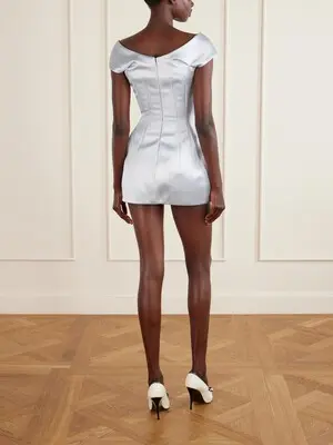 Alexander McQueen Satin Off-the-shoulder Mini Dress