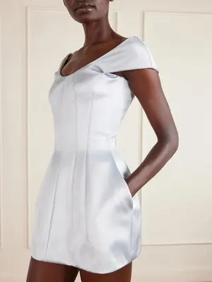 Alexander McQueen Satin Off-the-shoulder Mini Dress