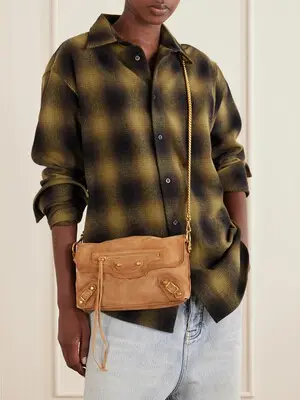 Balenciaga Le City Suede Shoulder Bag - Brown
