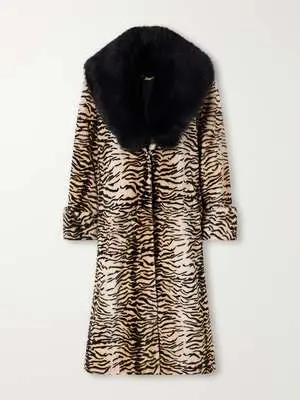Nour Hammour Nina Tiger-print Shearling Coat - Multi