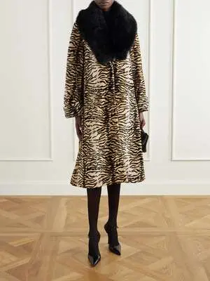 Nour Hammour Nina Tiger-print Shearling Coat