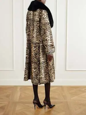 Nour Hammour Nina Tiger-print Shearling Coat