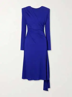 Versace Draped Satin Midi Dress - Blue