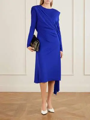 Versace Draped Satin Midi Dress
