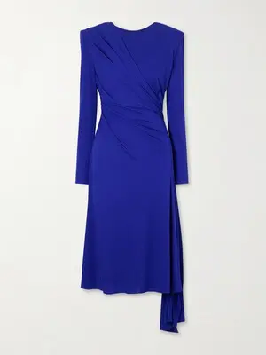 Versace Draped Satin Midi Dress - Blue