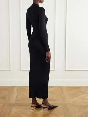 Saint Laurent Cassandre-embellished Silk Midi Dress