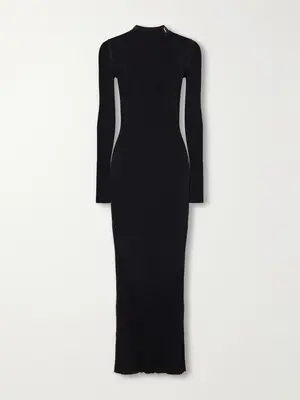Saint Laurent Cassandre Embellished Silk Midi Dress - Black