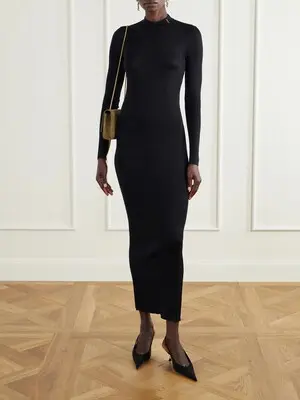 Saint Laurent Cassandre Embellished Silk Midi Dress
