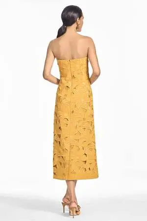 Sachin & Babi Pamela Yellow Crepe Midi Column Dress