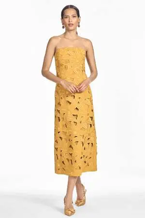 Sachin & Babi Pamela Strapless Midi Dress - Saffron