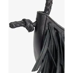 Dragon Diffusion Fringe Sling Suede Shoulder Bag - Black