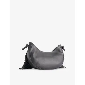 Dragon Diffusion Fringe Sling Suede Shoulder Bag - Black