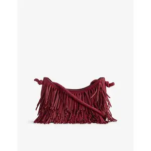 Dragon Diffusion Fringe Sling Suede Shoulder Bag Bordo