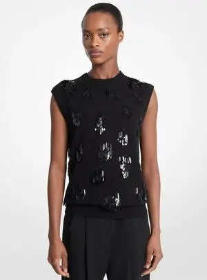 Michael Kors Sequined Cashmere Sleeveless Sweater