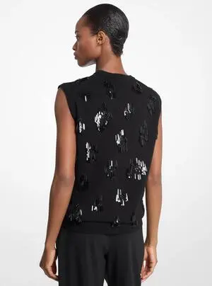 Michael Kors Sequined Cashmere Sleeveless Sweater