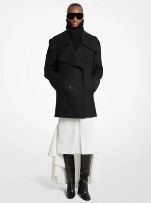 Michael Kors Wool Melton Officer Peacoat - Black