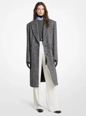 Michael Kors Herringbone Cotton Blend Melton Reefer Coat