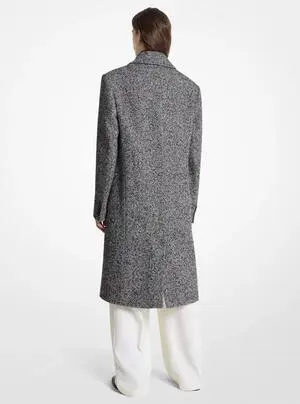 Michael Kors Herringbone Cotton Blend Melton Reefer Coat