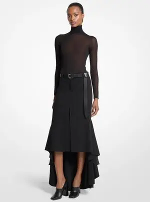 Michael Kors Wool Serge High-low Trouser Skirt In Size By
