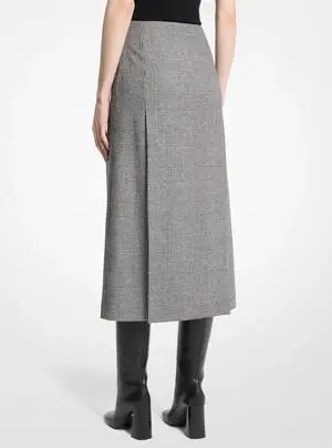 Michael Kors Glen Plaid Wool-blend Skirt - Black