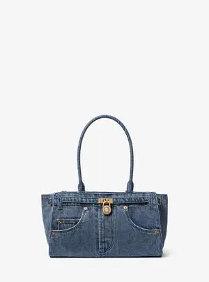 Michael Kors Hamilton Moderne Small Washed Denim Satchel In By - Blue